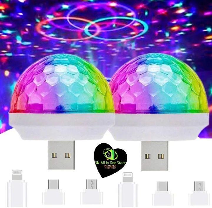 USB Party Lights Mini Disco Ball,Led Small Magic Ball Sound Control DJ Stage Light Colorful ...