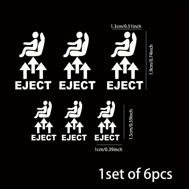Graphic Eject Button Decals for Car Switch Panels, Set of 6, PVC ...