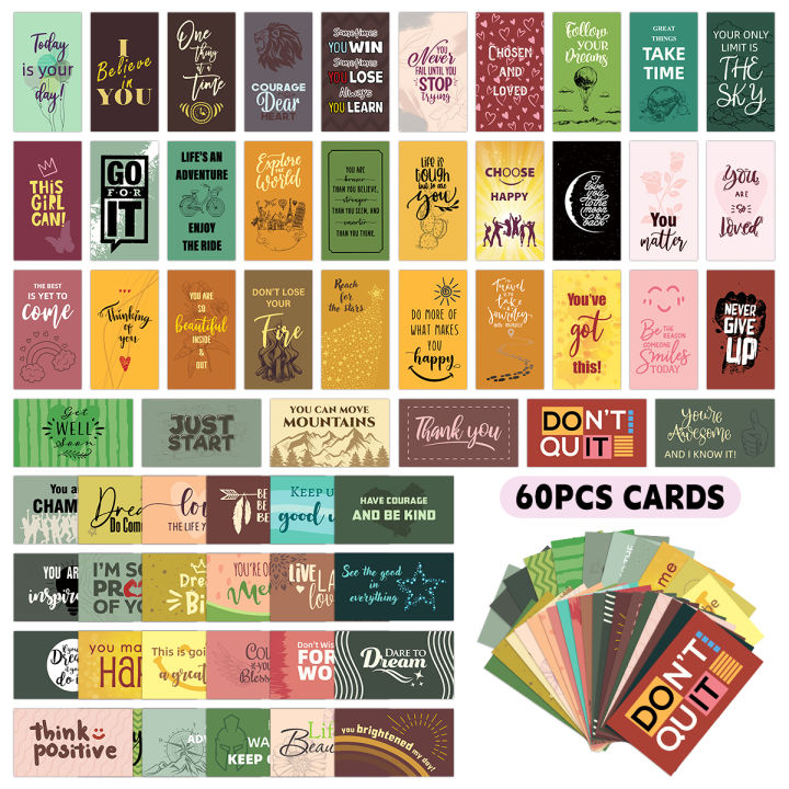 60pcs Daily Affirmation Cards, Mini Inspirational Lunch Note Card ...