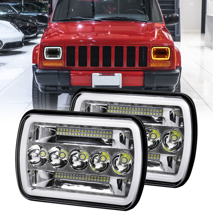 5x7 7x6 LED Headlights H6054 H5054 LED Headlamp for Jeep Wrangler YJ ...