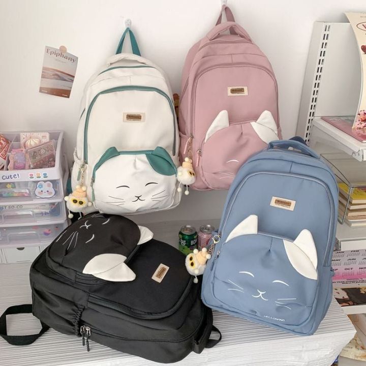 Cute Cat backpack Cartoon Embroidery for school and college students ...