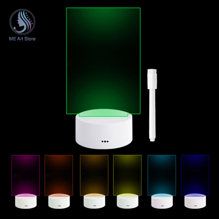 Creative 7 Color LED Night Light Note Board Rewritable Message Board ...