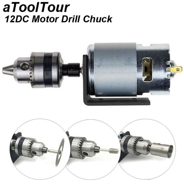775 DC Motor Miniature Hand Drill Chuck Rod 12V 12000RPM Lathe Press ...