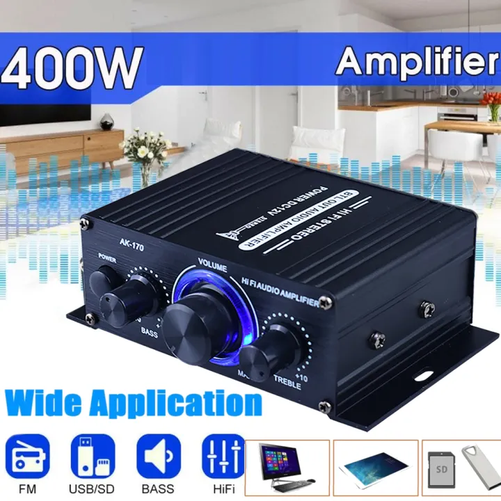 NEW Pro HiFi Stereo Audio Power Amplifier Aluminum Alloy 200W+200W Left ...