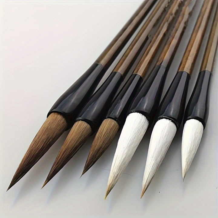 3Pcs Wood Writing Brushes Weasel Wool Hair Chinese Traditional ...