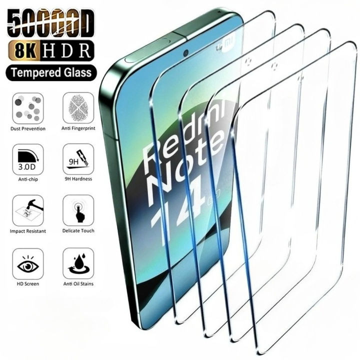 4Pcs Ultra Clear Tempered Glass For Redmi Note 14 5G 13 12 11 Pro 14S ...
