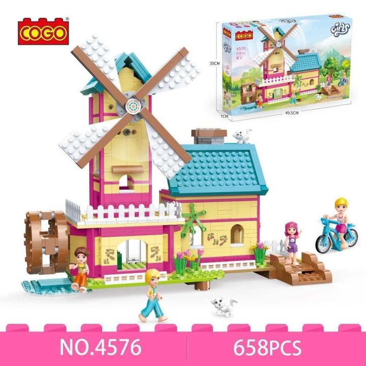 Cogo Kids Girls Windmill House Villa Vacation Cottage Lego Building ...