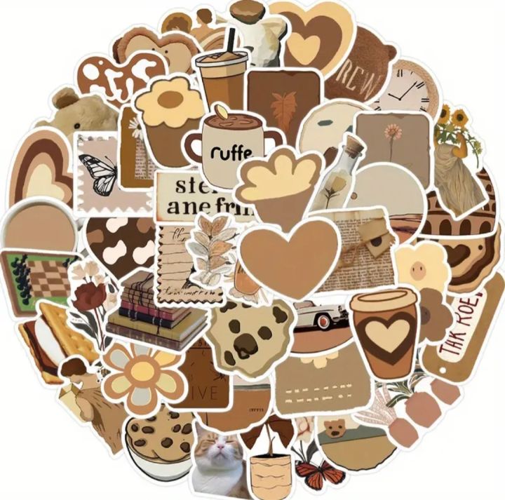 25pcs brown theme unique and aesthetic stickers for kids toys , phone ...