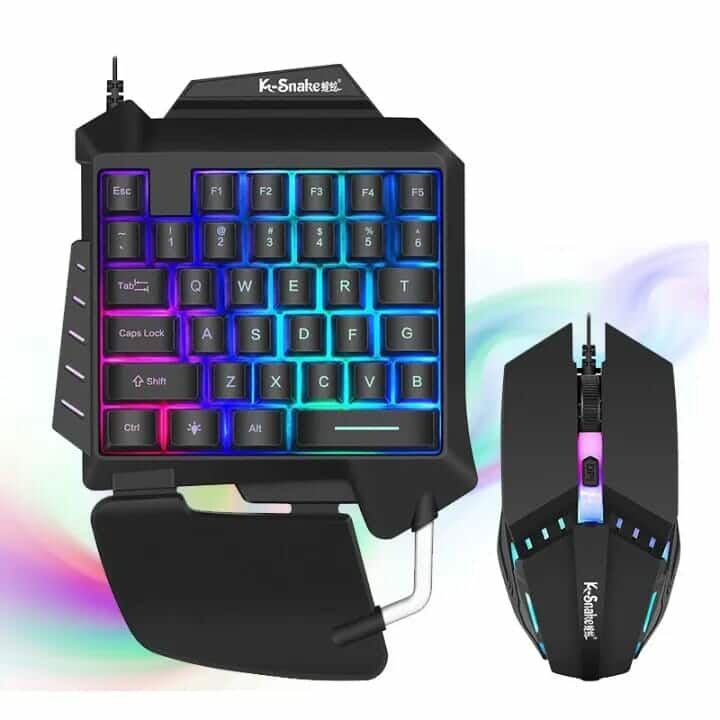 One-Handed Keyboard RGB Gaming Mouse + Gaming Keyboard Kit 35 Keys LED ...