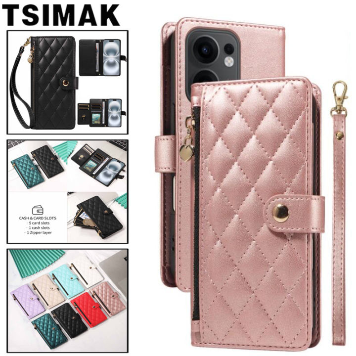 Flip Wallet Zippered Case For OPPO Reno 11 12 13 F 14 Pro Reno14 Reno13 ...