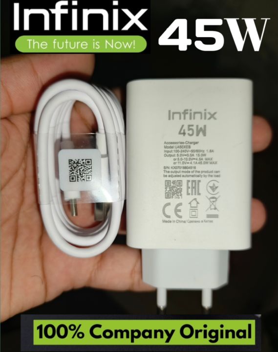 Infinix 100% Original Charger Adapter With Cable 1M USB type-C Company ...