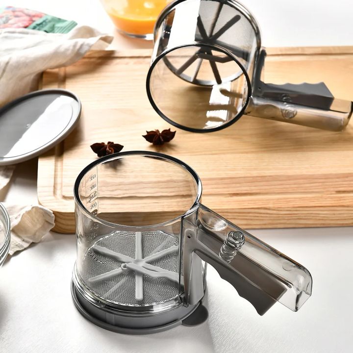 PP Double Layer Covered Semi-Automatic Handheld Flour Sieve For Flour ...