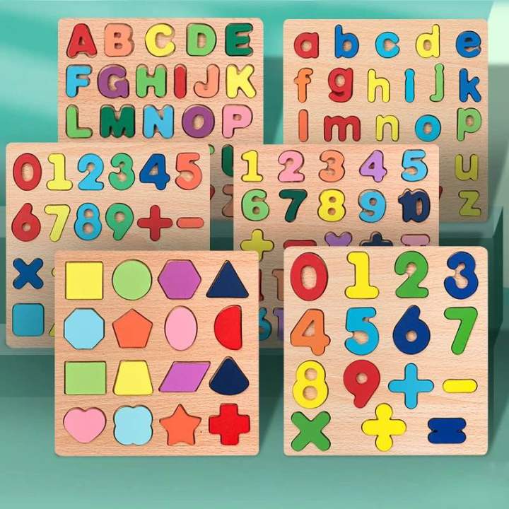 Wooden Educational Learning boards ABC board 123 boards shapes learning ...