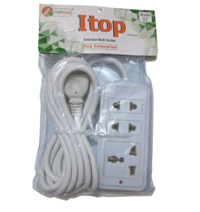 Itop ব্র্যান্ড উচ্চ মানের এক্সটেনশন সকেট মাল্টিপ্লাগ সাদা রঙের 10ft + তার-1 পিস - multi plug ...