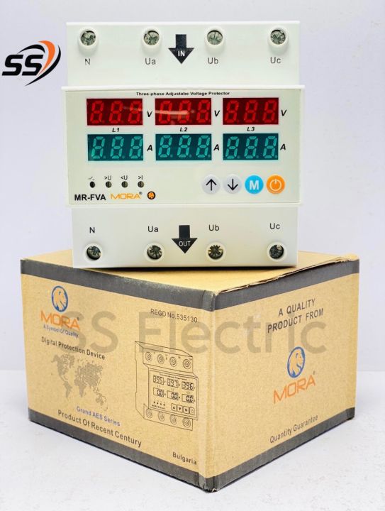 3 phase Voltage Relay 3P+N Voltmetar AmpMeter Over and Under Voltage ...