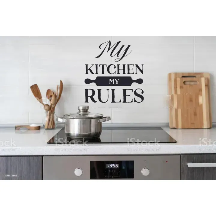size- 1 x 1 feet - My Kitchen My Rule, motivational quote Wall Sticker ...