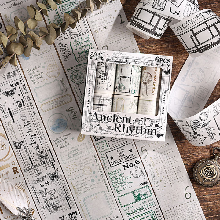Mr. Paper 1Style 6Rolls/box Vintage Washi Tape Sticker Roll Scenic ...