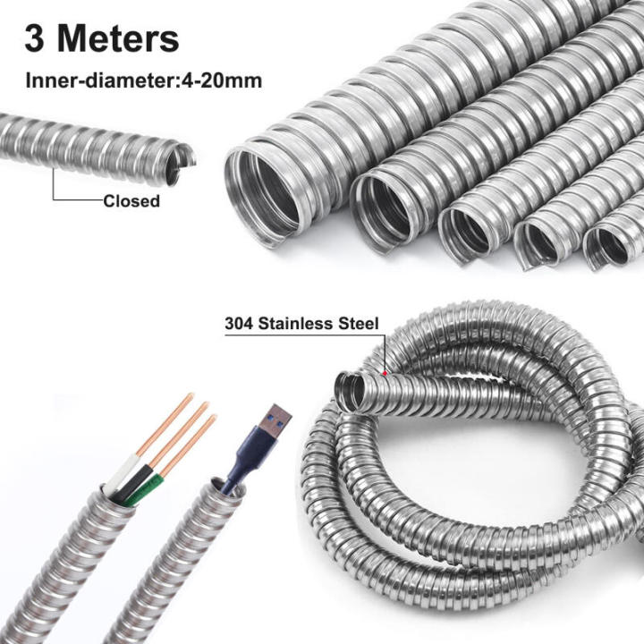 Flexible 304 SS Corrugated Pipe 4mm-20mm Inner Diameter, 3 Meter Cable ...