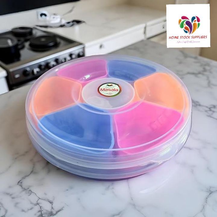 7 separate, mini, removable, round multicolour boxes as Masala box for ...