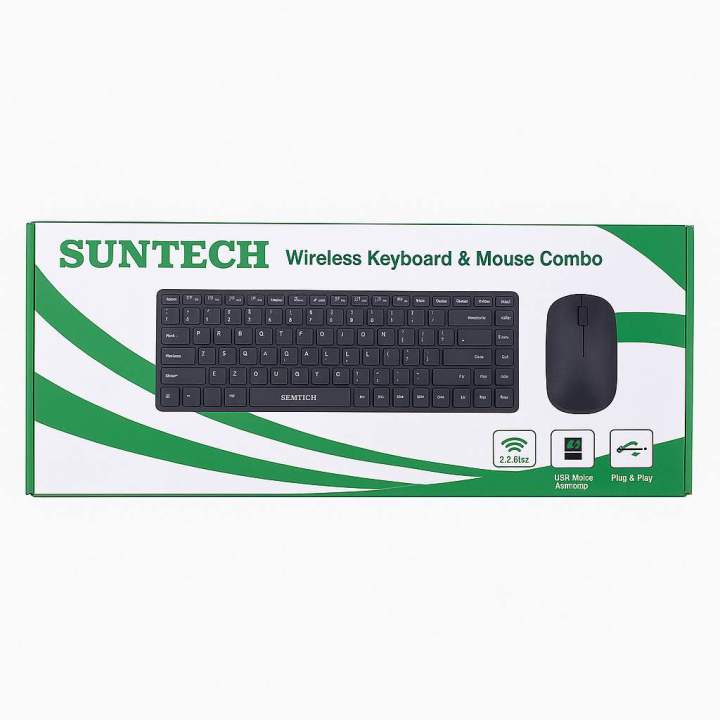 SUNTECH Wireless Keyboard and Mouse Combo – 2.4GHz, Slim Design, USB ...