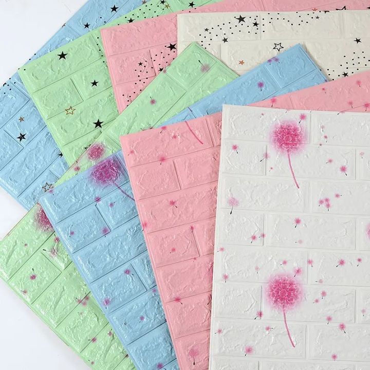 10Pcs 35cmx30cm Self-Adhesive Panels 3D Soft Crash Foam Wallpaper ...