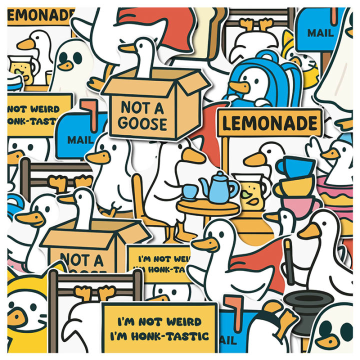 50PCS Cute Goose Stickers Cartoon Goose Animals Sticker Funny Animal ...