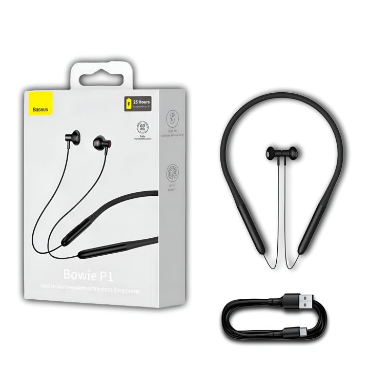 Baseus Earphone Bowie P1 Half In-ear Neckband Wireless Earphones Black ...