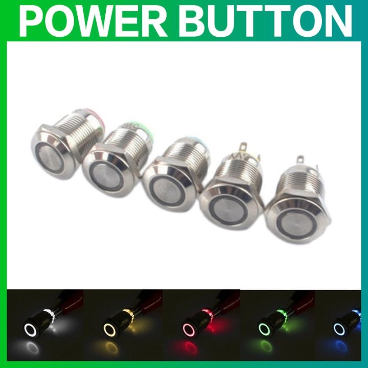 STONEGO Car Computer 12mm Momentary Angel Eye Aluminum Metal LED Power ...