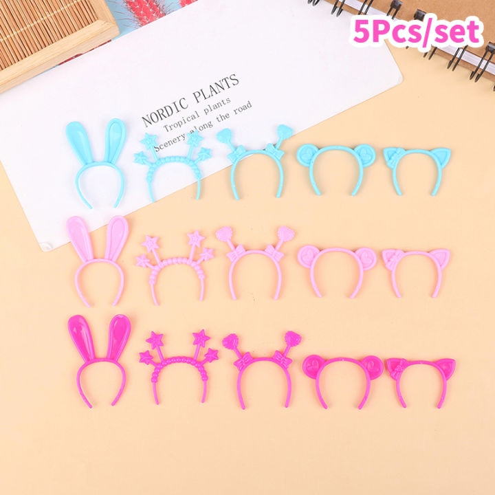 5Pcs Dollhouse Miniature Headband Rabbit/Cat/Bear Ear Head Band Doll ...