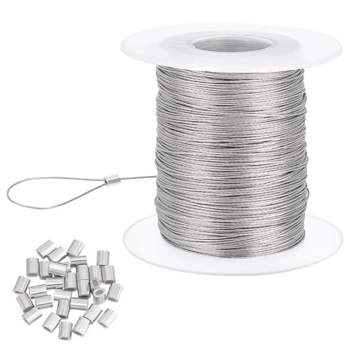 328 Feet 0.5mm Heavy Picture Hanging Wire Steel Wire with 30 pcs ...
