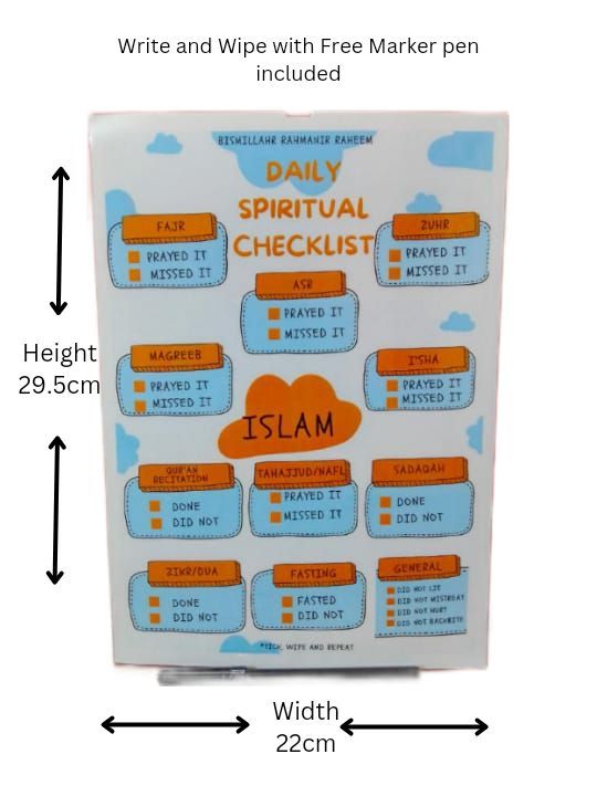 Daily Planner Prayer Checklist (Islamic) with Free Marker pen | Daraz ...