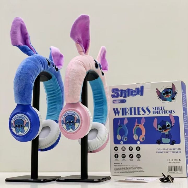 Disney Stitch Bluetooth Headphones HIFI Stereo Plush Wireless Bluetooth ...