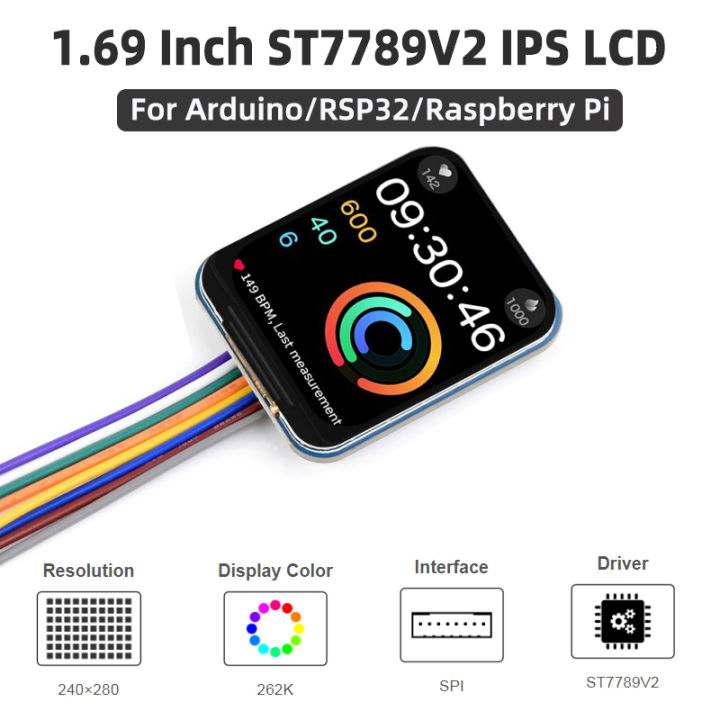 1.69 Inch LCD IPS Screen ST7789V2 SPI Interface 262K Colors 240×280 ...