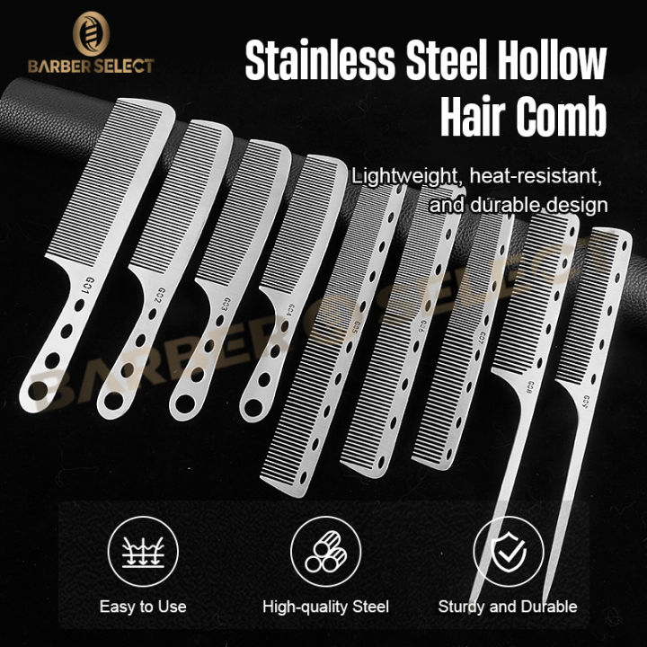 Stainless Steel Silver Metal Barber Comb Professional Hairdressing ...