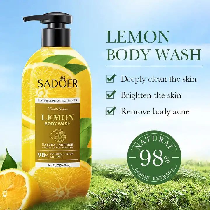 Lemon Body Wash Exfoliating Whitening Deep Cleansing Shower Gel 400ml ...
