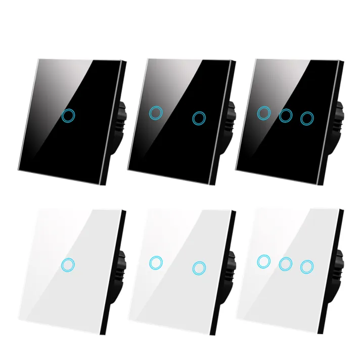 EU Touch Switch LED Crystal Glass Panel Wall Lamp Light Switch 1/2/3 ...