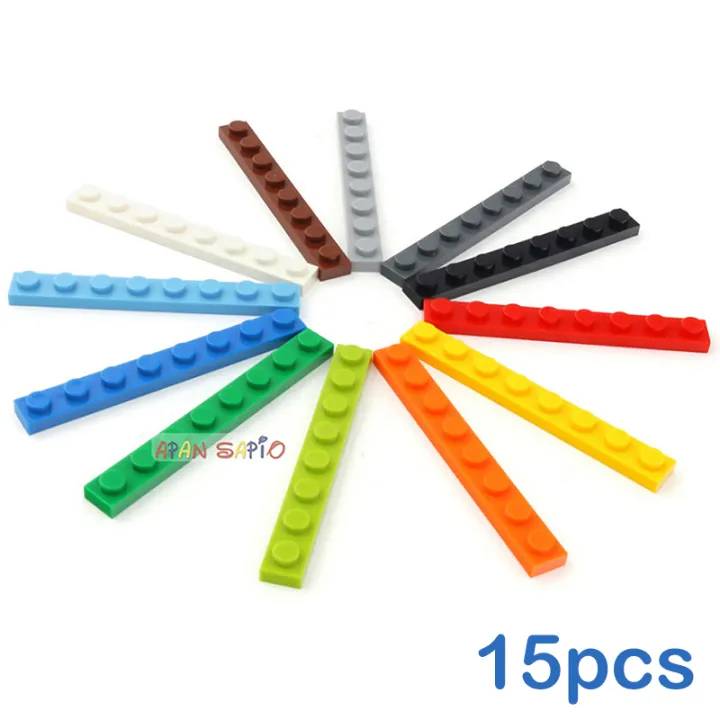 15pcs/lot DIY Blocks Building Bricks Thin 1X8 Educational Assemblage ...