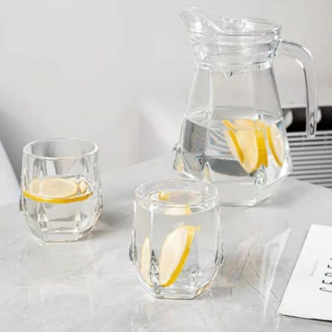 7 Piece Glass Water Set Of 6 Piece Glass And Jug With 1.3 Ml Capacity ...
