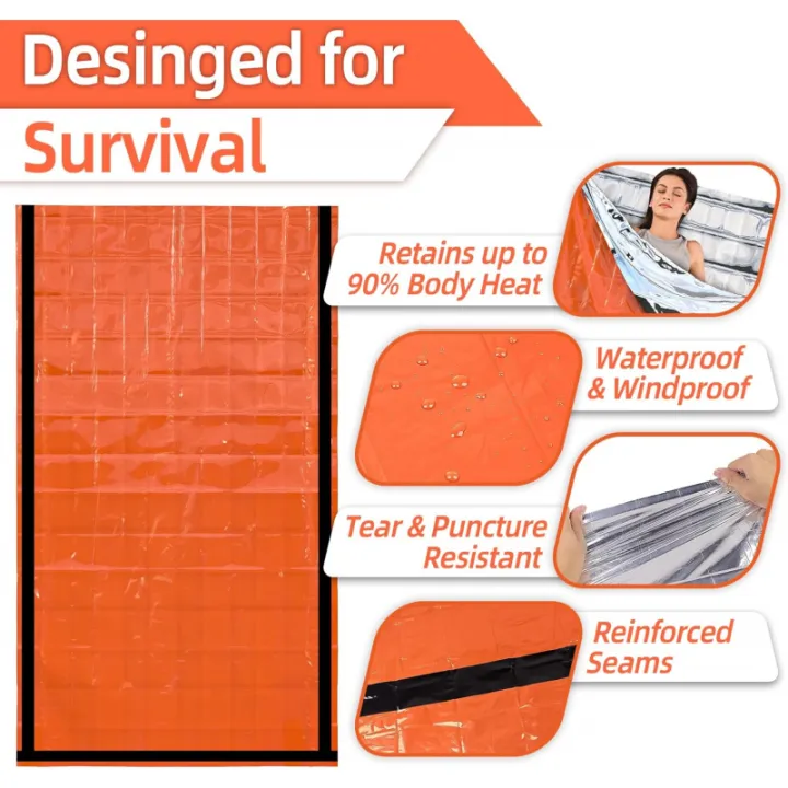 Emergency Sleeping Bag Survival Blanket Thermal Mylar Bivy Sack ...