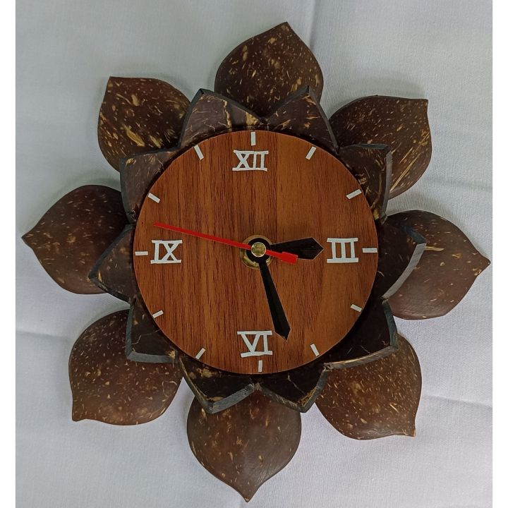 Coconut shell wall clock hand craft brown | Daraz.lk