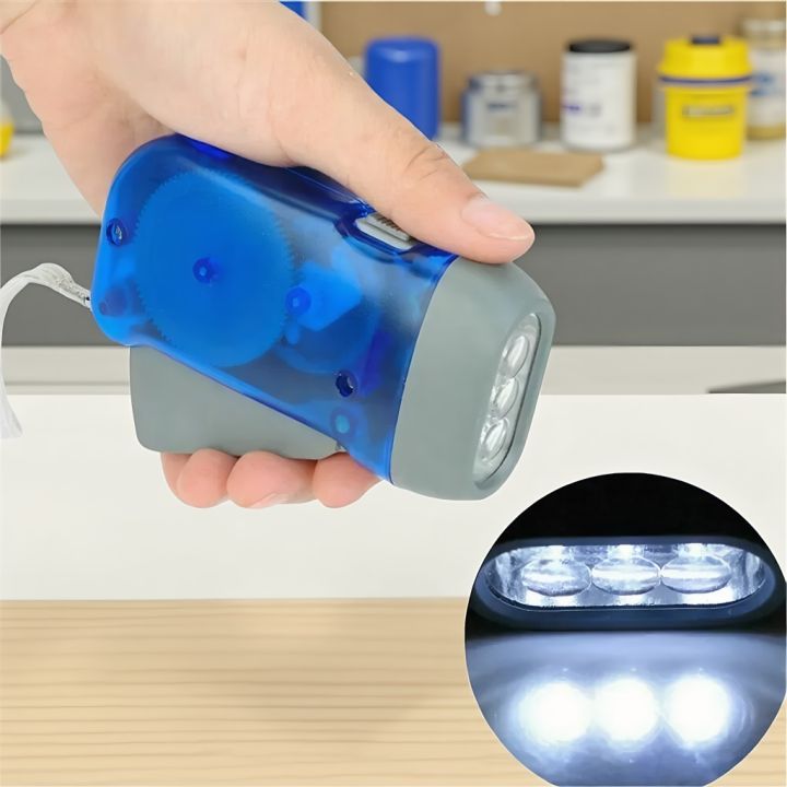 Hand Crank Dynamo Flashlight - Mini Self-Powered LED Camping Lamp for ...
