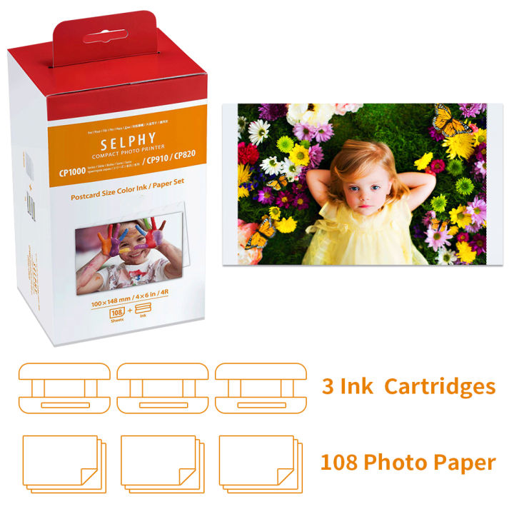 KP108IN Compatible for Canon Selphy Ink cartridge Photo Paper for Canon ...