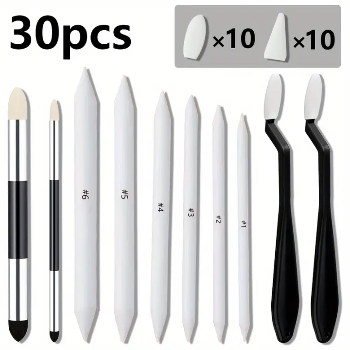 30pcs Sketching & Drawing Tool Kit - Includes Blending Stumps ...