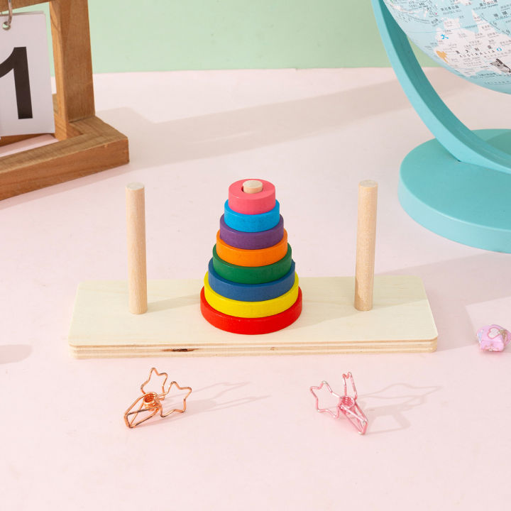 Wooden Eight-Storey Tower Of Hanoi Logic Puzzle Brain Teaser ...