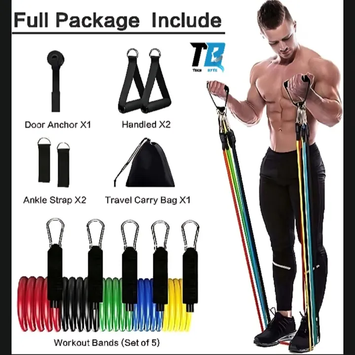 11(PCS) Power Exercise Resistance Band Set 5 in 1 Fitness Band ...
