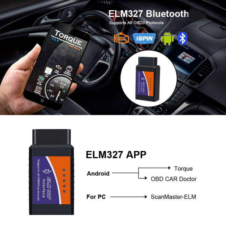 Bluetooth Auto Detector Diagnostics Auto fault scanner tool ELM327 OBD2 ...