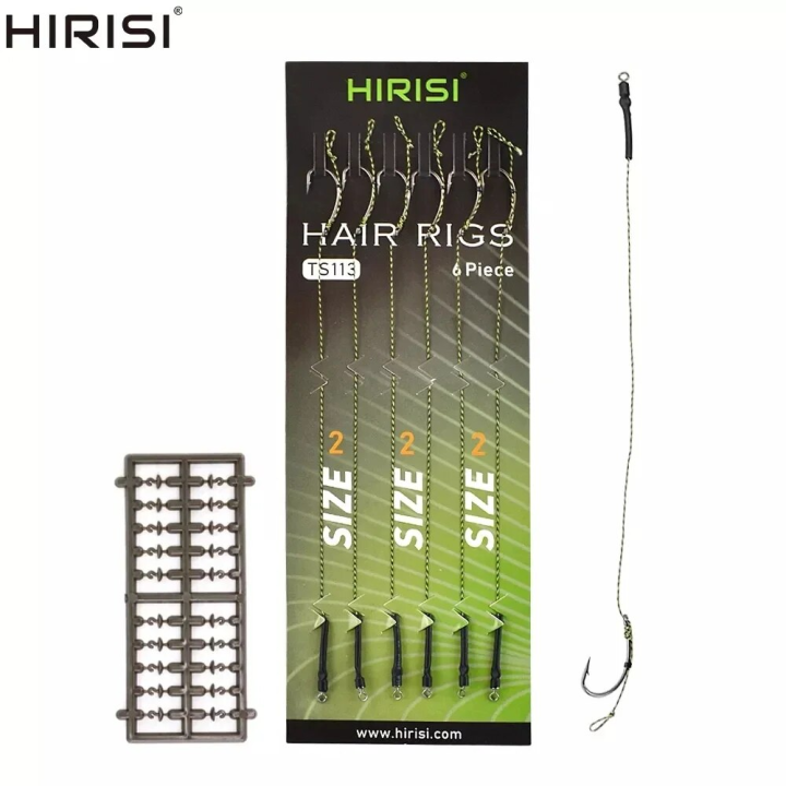 Hirisi 6pcs Carp Fishing Accessories Hair Rig Fishing Hook Set Ready ...