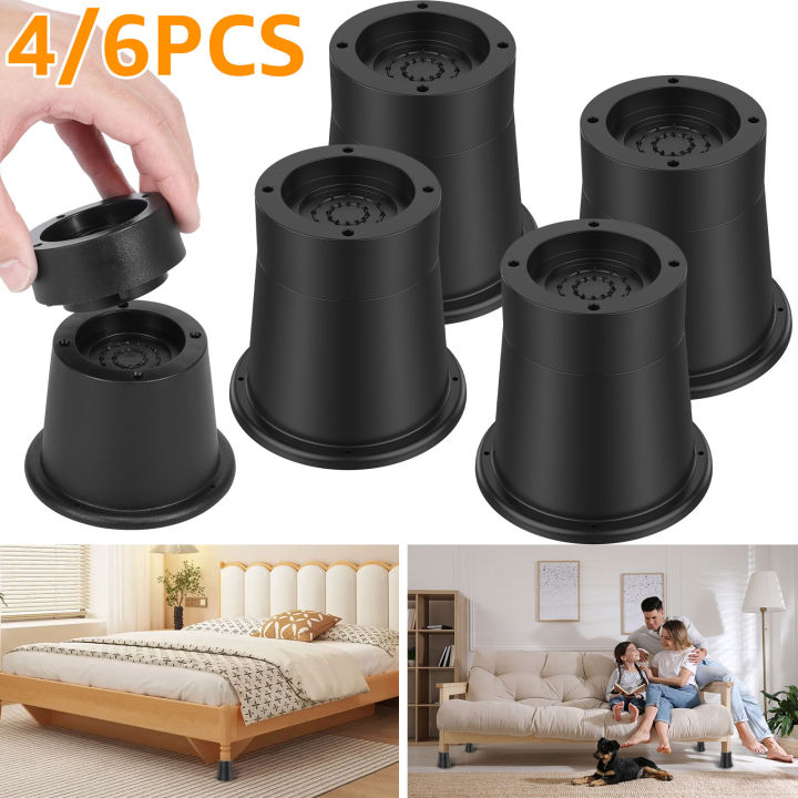 4/6/8Pcs Heavy Duty Rubber Sofa Cabinet Feet Leg Bed Risers Stand Round ...