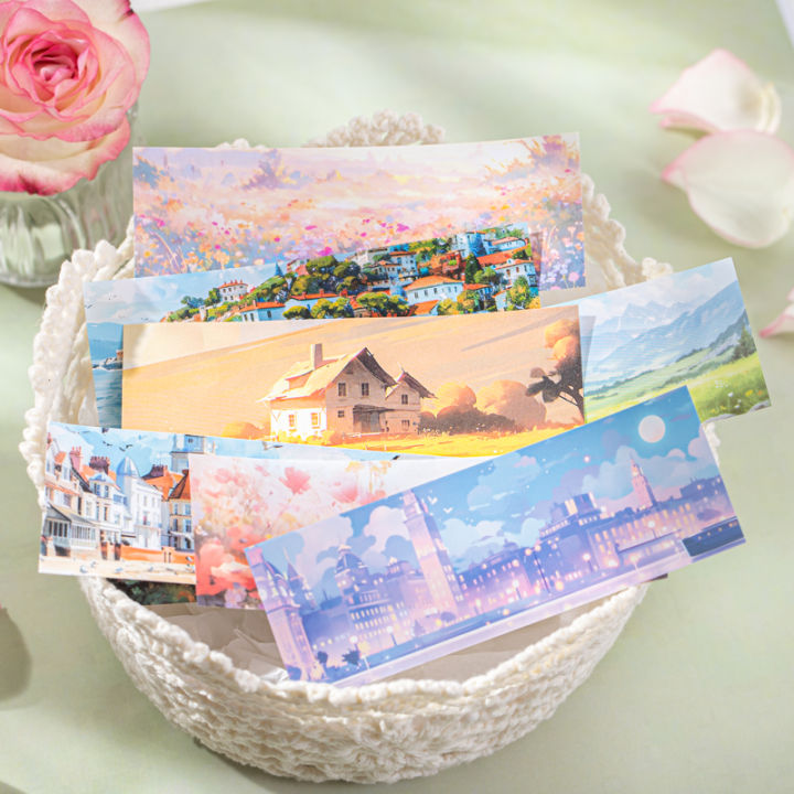 JIANQI 30pcs Beautiful scenery Stickers Long strip landscape Decor handmade Scrapbooking ...
