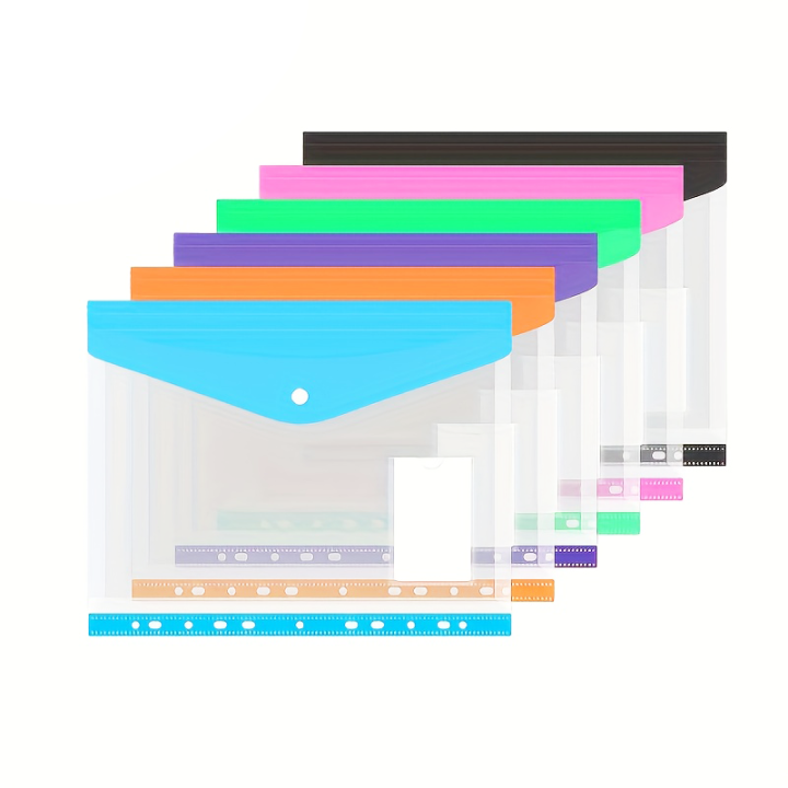 6pcs transparent plastic file bags - suitable for 2/3/4 ring file bags ...